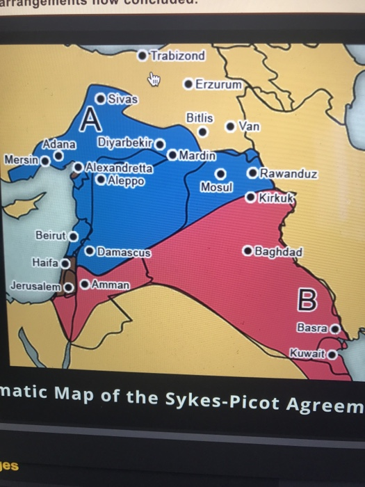 How do the Sykes Picot boundaries on the map compare | Chegg.com