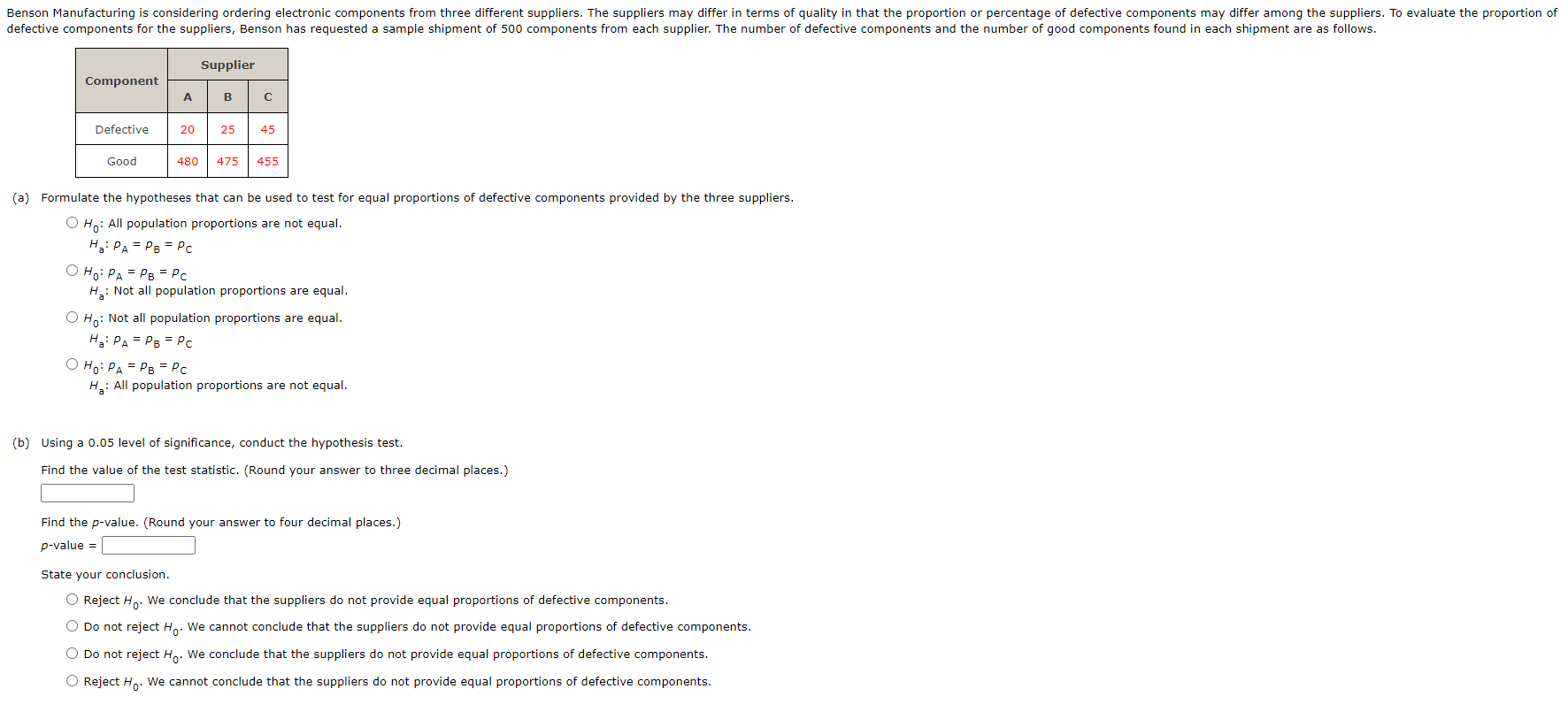 Solved (a) ﻿Formulate the hypotheses that can be ﻿used to | Chegg.com
