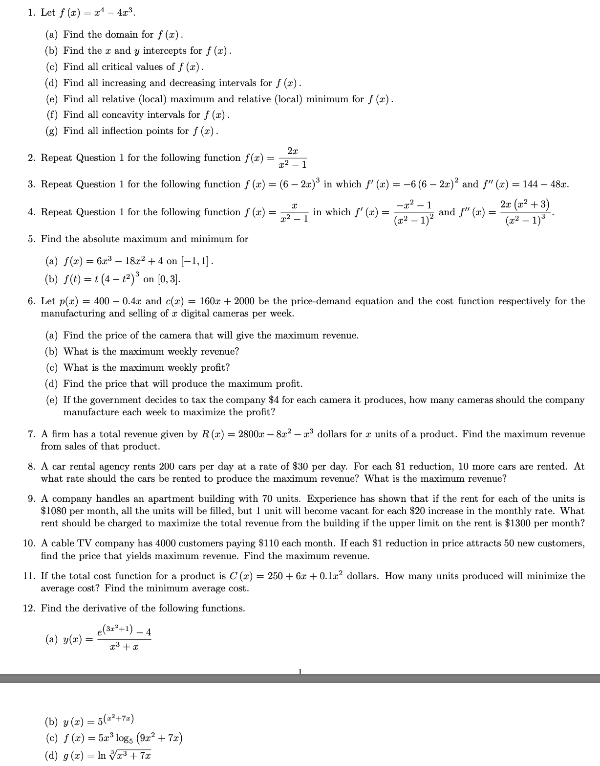 Solved Let f(x)=x4-4x3.(a) ﻿Find the domain for f(x).(b) | Chegg.com