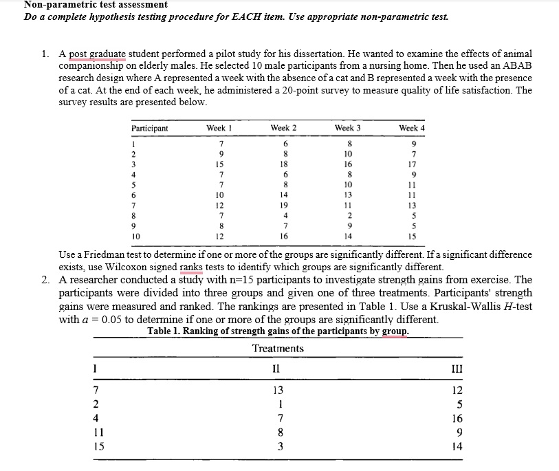 Solved 1. A post graduate student performed a pilot study | Chegg.com