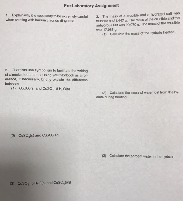 Solved Post-Laboratory Questions (Use the spaces provided | Chegg.com