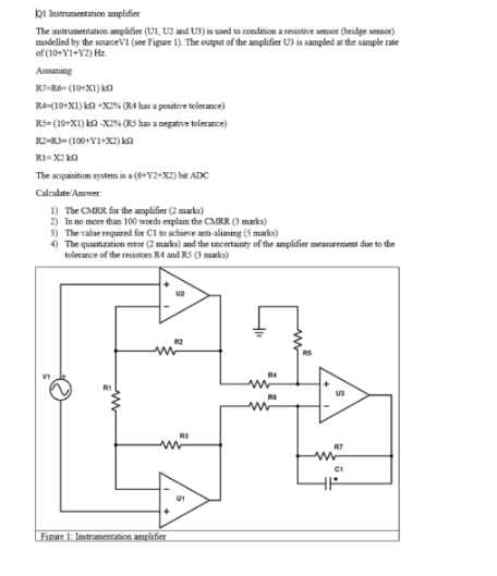 Solved Q1 Instrumentation amplafier The intrumentation | Chegg.com