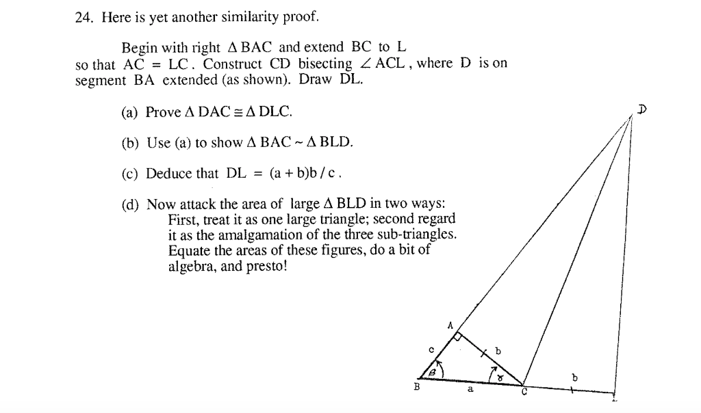 Solved 24. Here is yet another similarity proof. Begin with | Chegg.com