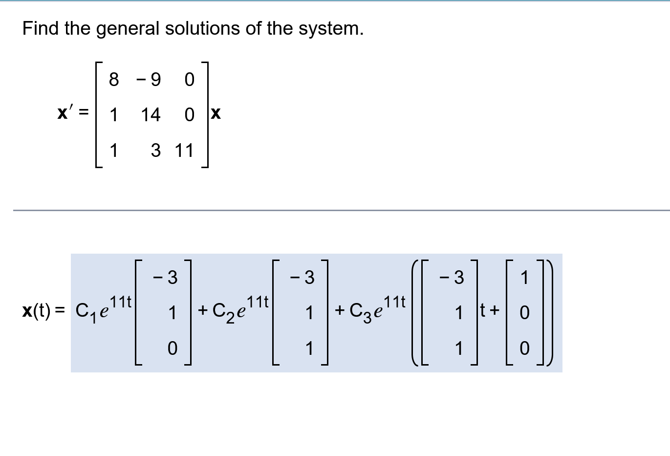 Solved Find the general solutions of the system. | Chegg.com