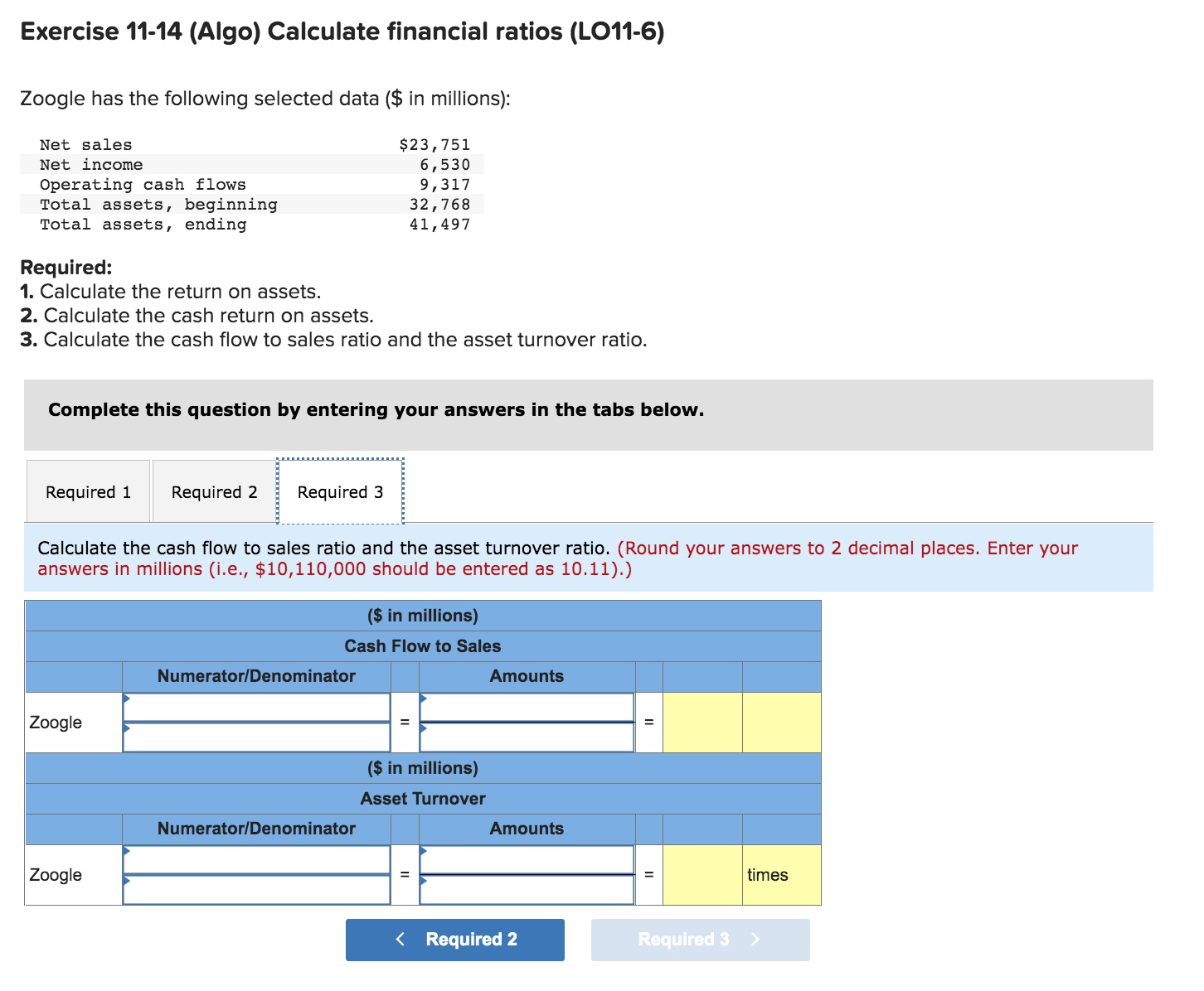 Solved Exercise 11-14 (Algo) Calculate financial ratios | Chegg.com