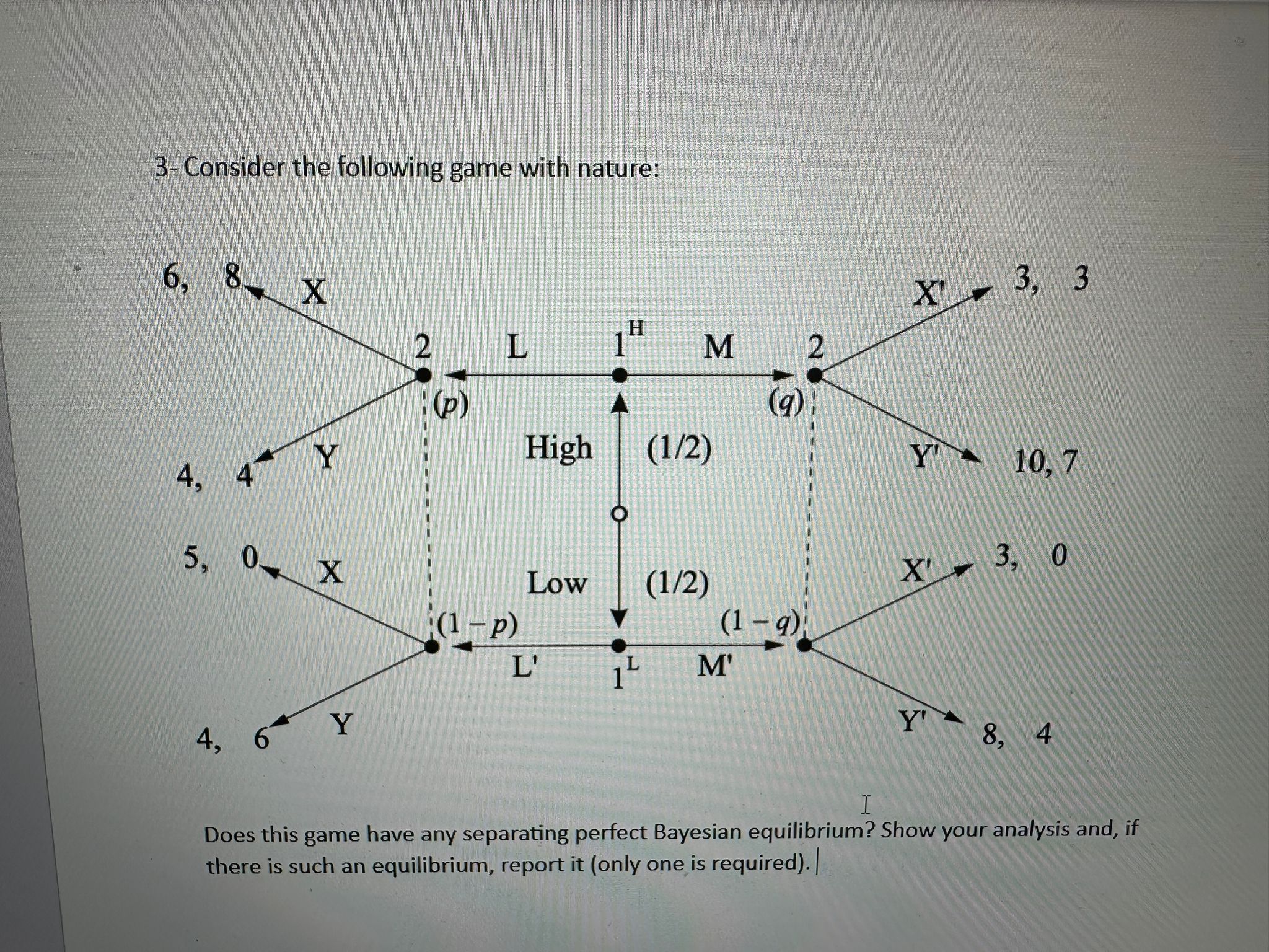 Solved 3- Consider the following game with nature: Does this | Chegg.com