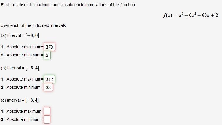 Solved Find The Absolute Maximum And Absolute Minimum Values