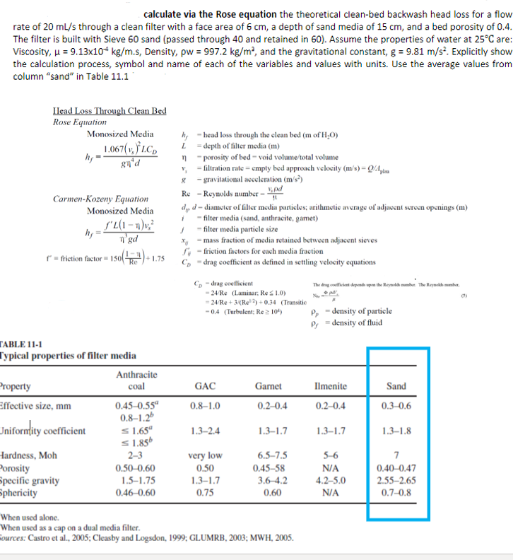Solved calculate via the Rose equation the theoretical | Chegg.com