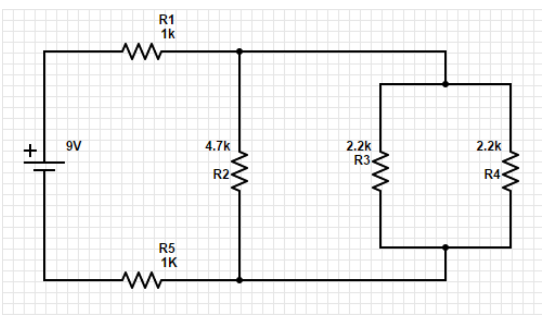 Solved R1 1k + 9V 4.7k 2.2k 2.2k R3 w R2 R4 R5 1K Step 1 - | Chegg.com