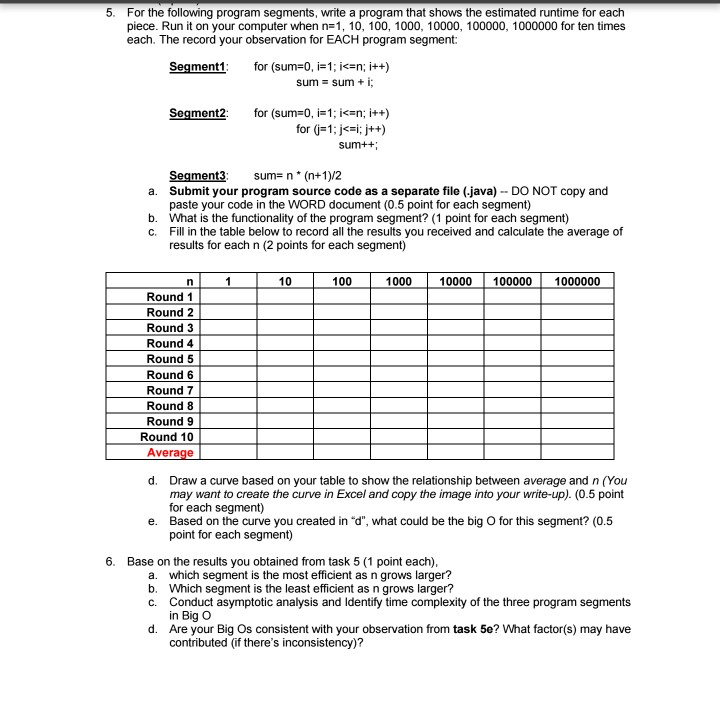 Solved 5. For the following program segments, write a | Chegg.com