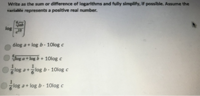 Solved Write as the sum or difference of logarithms and | Chegg.com