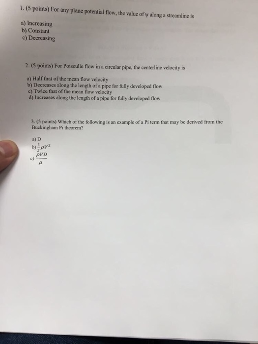 Solved 1.(5 points) For any plane potential flow, the value | Chegg.com