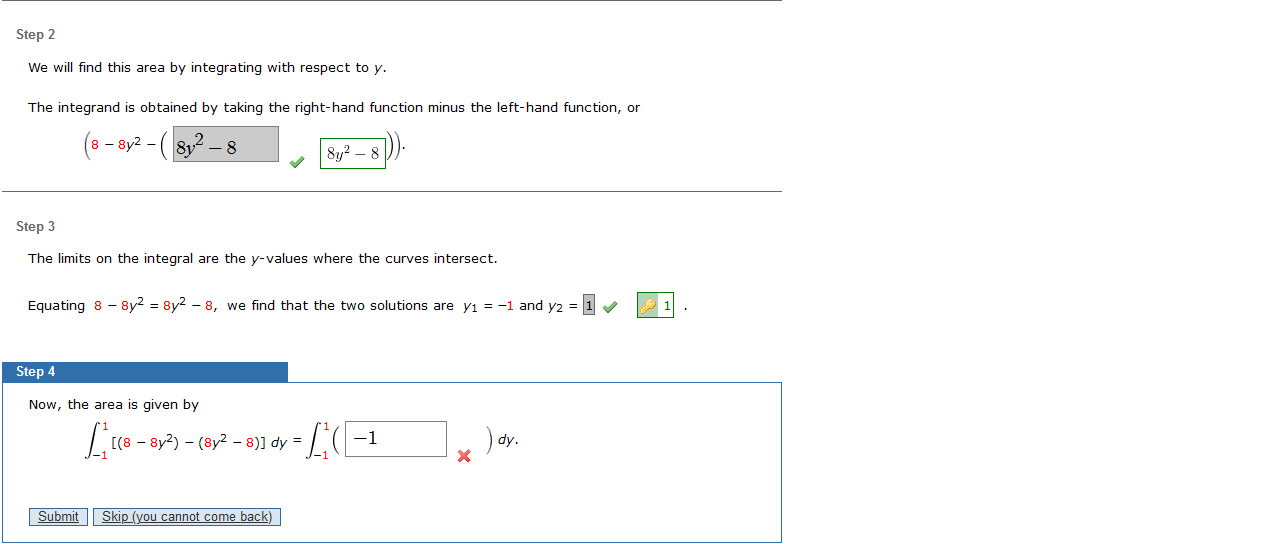 Solved Step 2 We will find this area by integrating with | Chegg.com