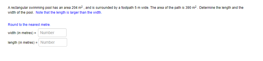 Solved A rectangular swimming pool has an area 204 m2, and | Chegg.com