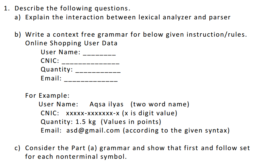 Solved 1. Describe the following questions. a) Explain the | Chegg.com
