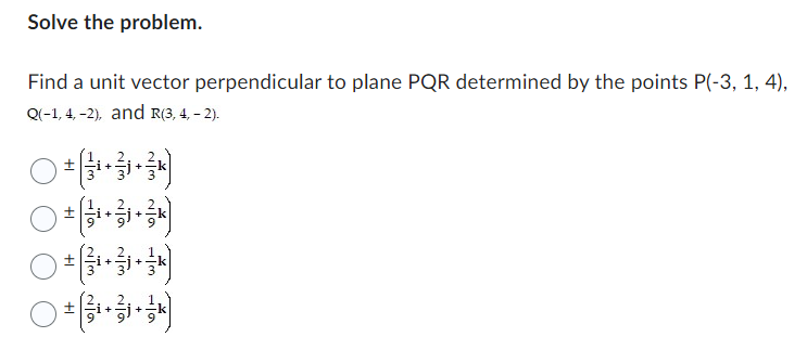 Solved Find a unit vector perpendicular to plane \\( P Q R | Chegg.com