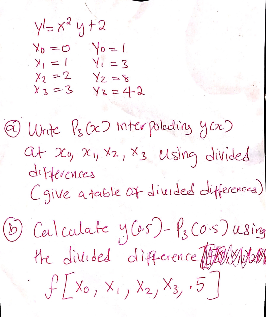 Solved yl=x²y+2 Xo=0 Yo=1 Xi = ! Yo=3 Y2 = 8 X3=3 Y3=42 X2 | Chegg.com