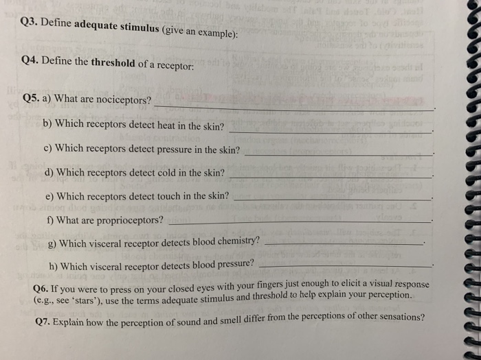 Solved Q3. Define adequate stimulus (give an example): Q4. | Chegg.com