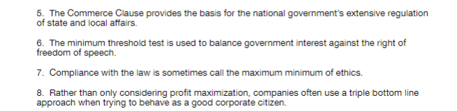 Solved 5. The Commerce Clause provides the basis for the | Chegg.com