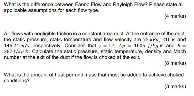 Solved What is the difference between Fanno Flow and | Chegg.com