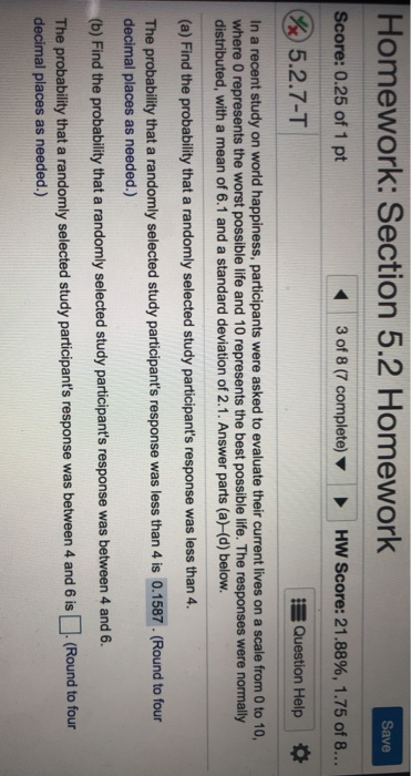 Solved Homework Section 5 2 Homework Save Score 0 25 Of 1