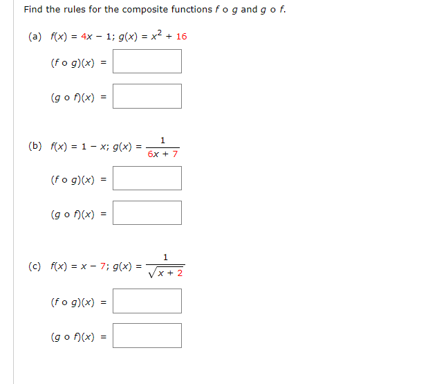 Solved Find the rules for the composite functions fog and go | Chegg.com
