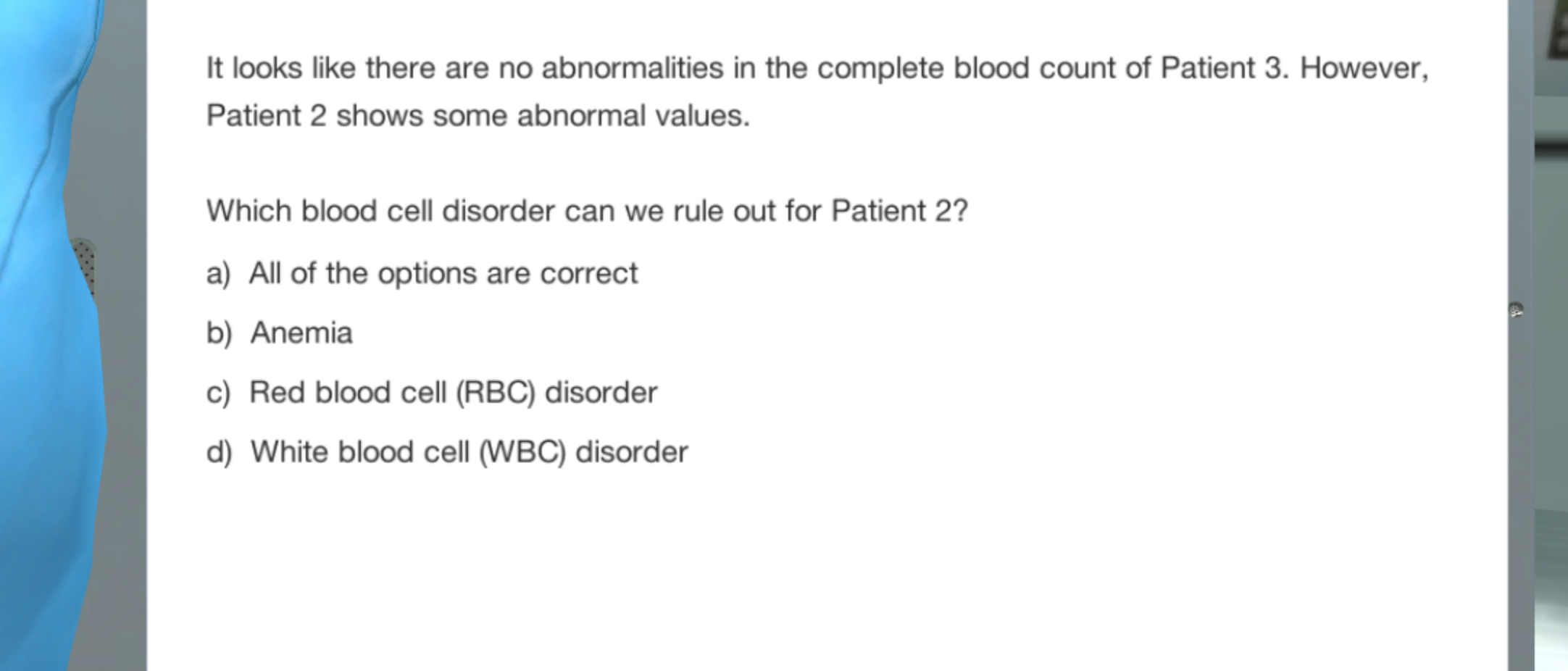 Solved PATIENT 2 TEST RESULT UNITS REF RANGE WBC 6.1 4-11 | Chegg.com