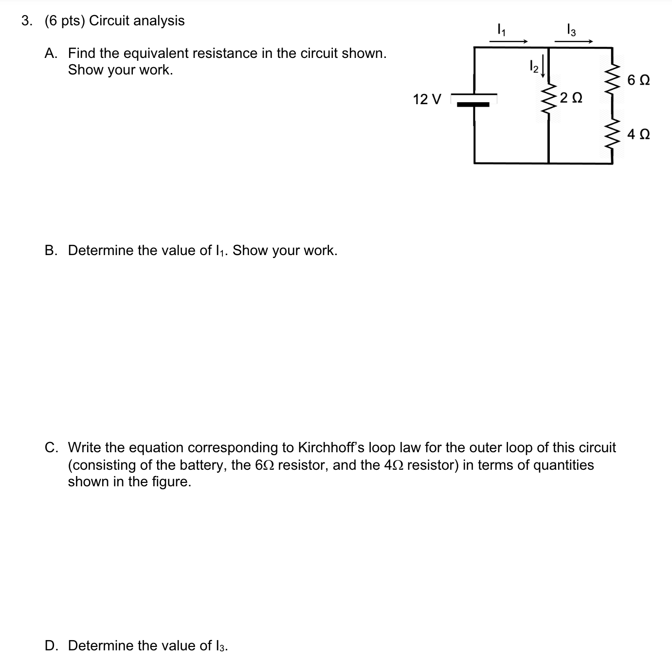 Solved (6 ﻿pts) ﻿Circuit analysisA. ﻿Find the equivalent | Chegg.com