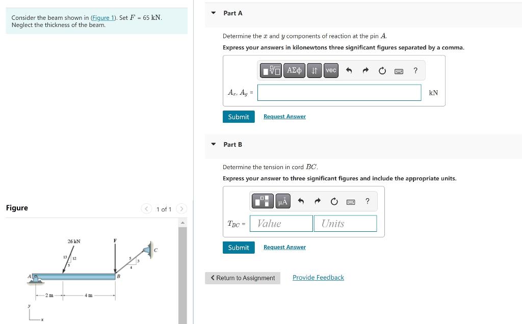 Solved Consider the beam shown in (Figure 1). Set F=65kN. | Chegg.com