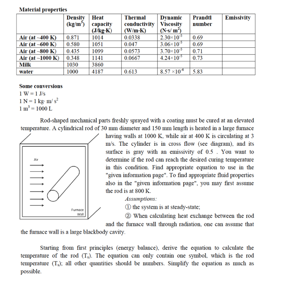 Material properties Some conversions 1 W=1 J/s1 N=1 | Chegg.com