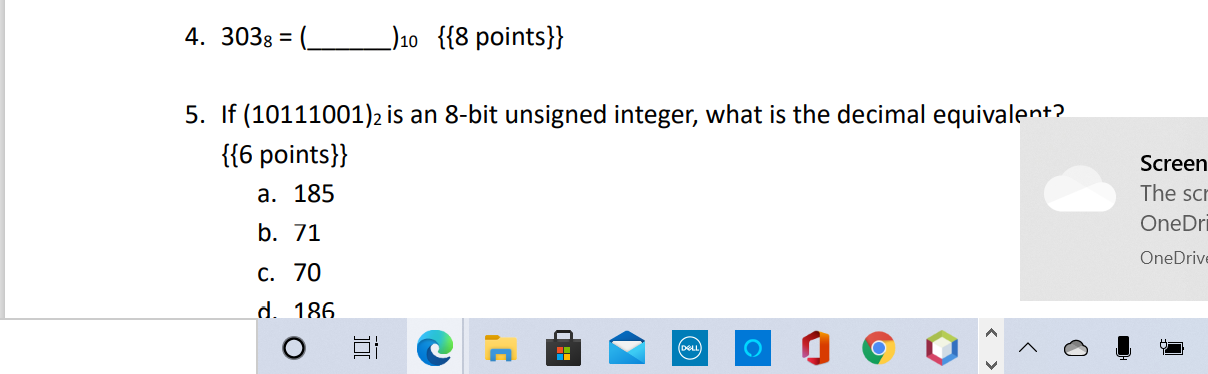 Solved 4. 3038 = (___)10 {{8 points}} 5. If (10111001)2 is | Chegg.com