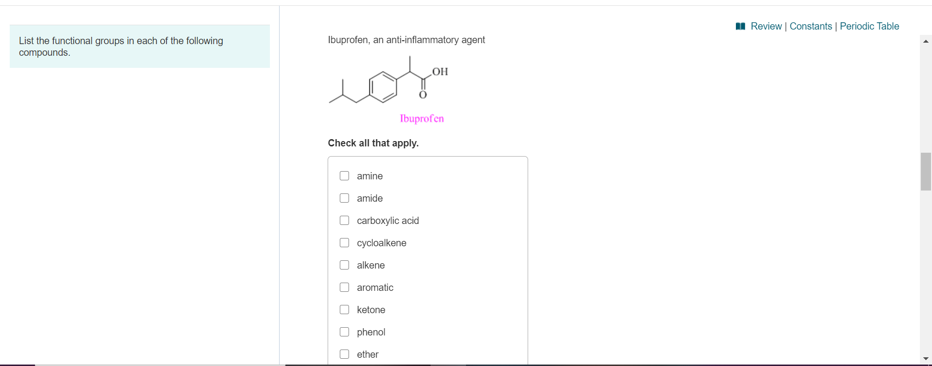 Solved A Review Constants Periodic Table List the functional | Chegg.com
