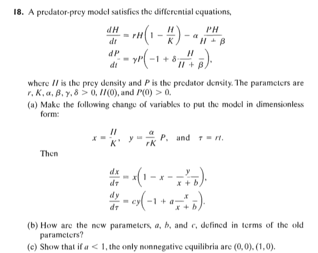 Solved 18 A Predator Prey Model Satisfies The Differential