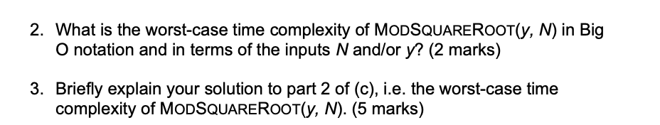 Solved A modular square root of a non-negative integer y | Chegg.com
