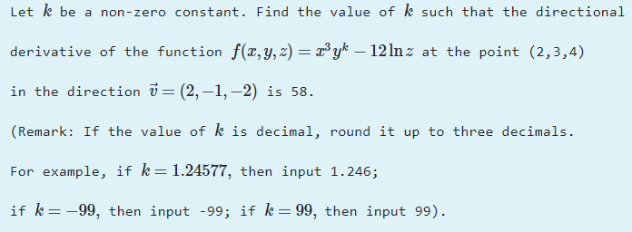 Solved Let k be a non-zero constant. Find the value of k | Chegg.com