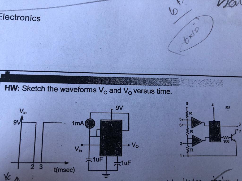 Solved 79 Electronics 6x10 HW: Sketch the waveforms Vc and | Chegg.com