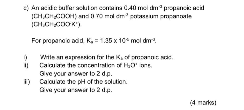 Solved c) An acidic buffer solution contains 0.40 mol | Chegg.com