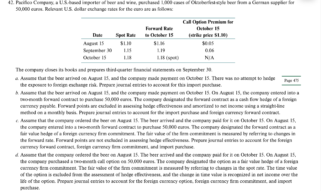 42. Pacifico Company, a U.S.-based importer of beer | Chegg.com