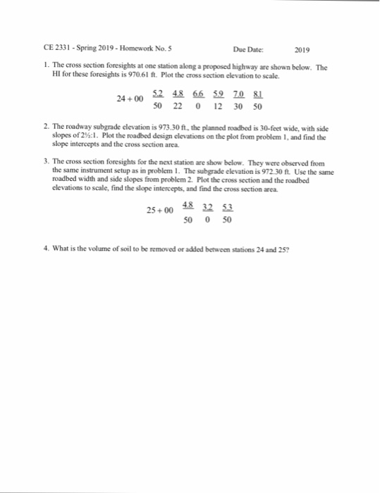 Solved CE 2331-Spring 2019-Homework No. 5 Due Date: 2019 1. | Chegg.com