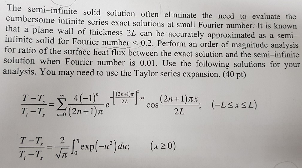 Solved The semi-infinite solid solution often eliminate the | Chegg.com