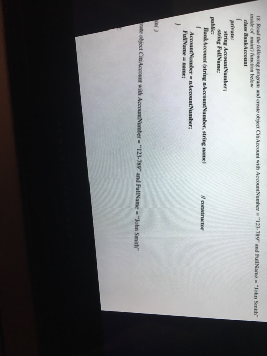 Solved Read the following program and create object | Chegg.com