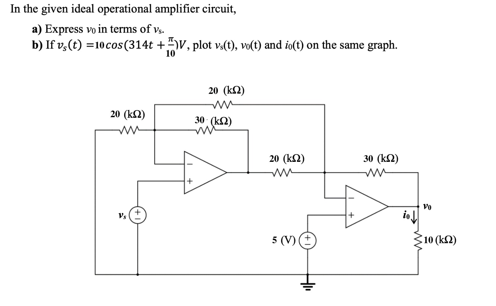 Solved In the given ideal operational amplifier circuit, a) | Chegg.com