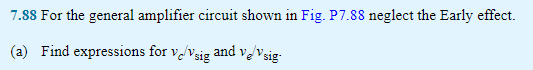 Solved 7.88 For the general amplifier circuit shown in Fig. | Chegg.com