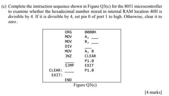 (c) Complete the instruction sequence shown in Figure | Chegg.com