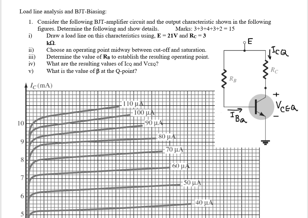 Solved Load line analysis and BJT-Biasing: 1. Consider the | Chegg.com