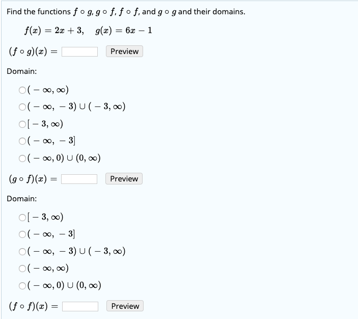 Solved Find the functions fog.gof, fof, and go g and their | Chegg.com