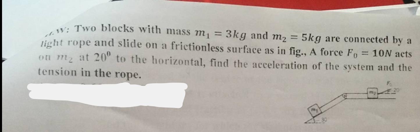 Solved 1.1: Two blocks with mass m1 = 3kg and m2 5kg are | Chegg.com