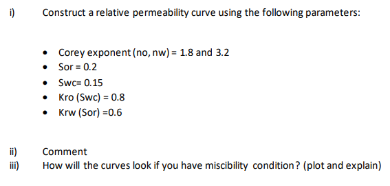 Solved i) Construct a relative permeability curve using the | Chegg.com