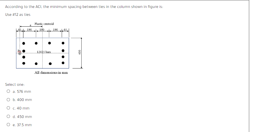 Solved According to the ACI, the minimum spacing between | Chegg.com