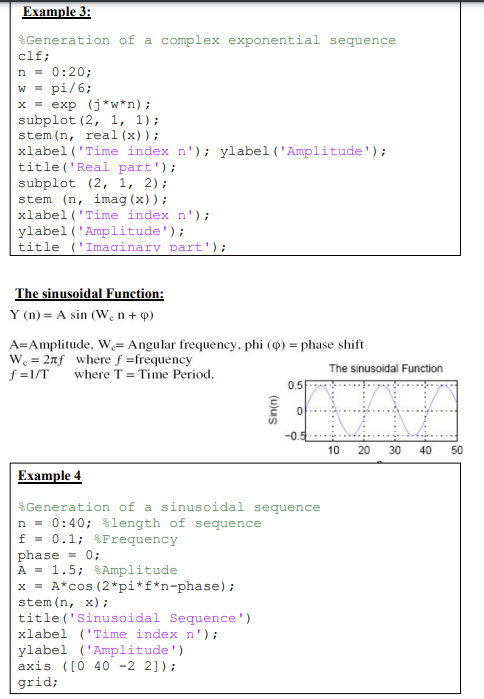 Solved To Plot Sinusoidal, Exponential & Singularity | Chegg.com